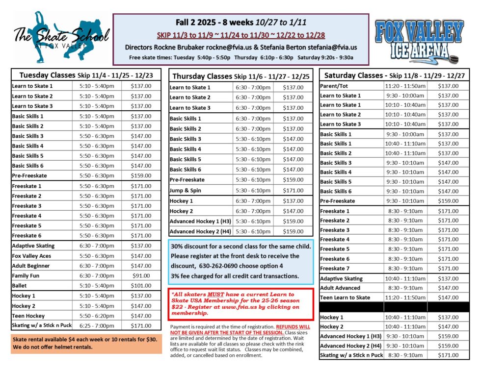Schedules - Fox Valley Ice Area
